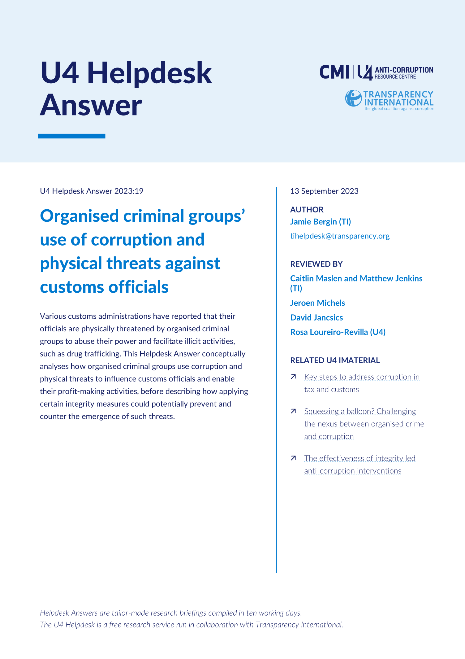 Organised criminal groups’ use of corruption and physical threats ...