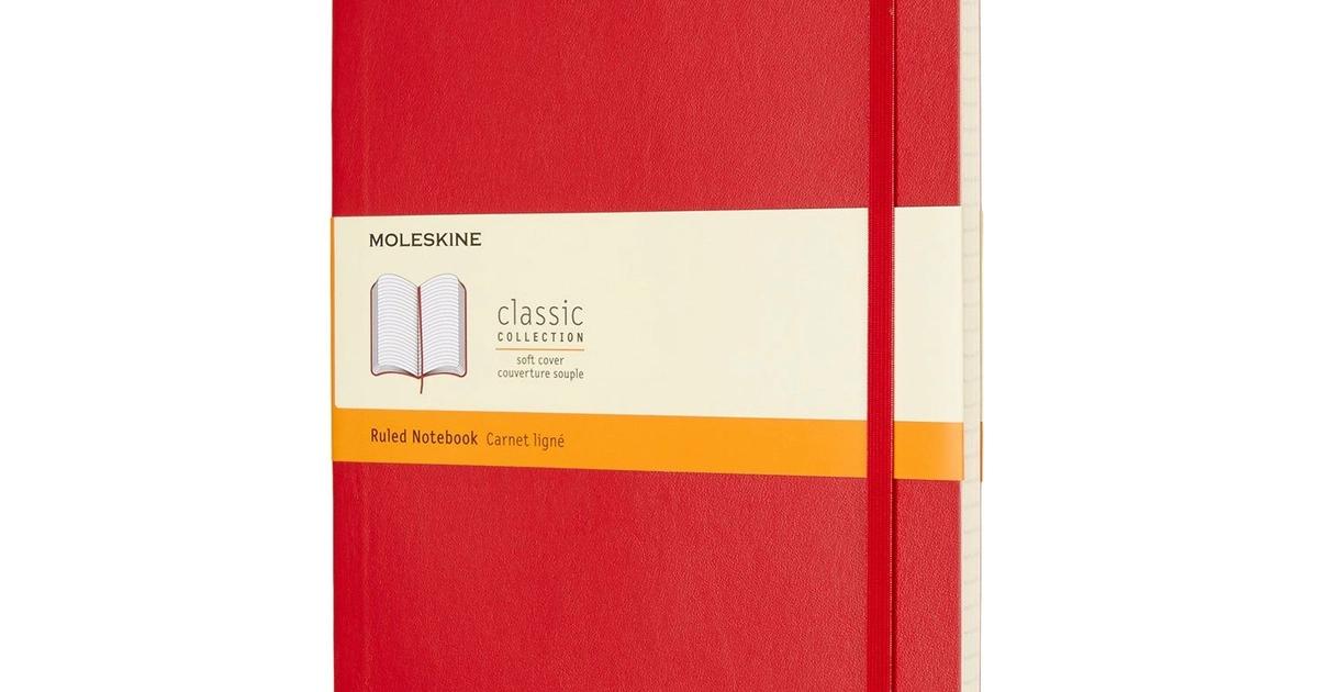 Libreta clásica extra grande escarlata hoja rayada