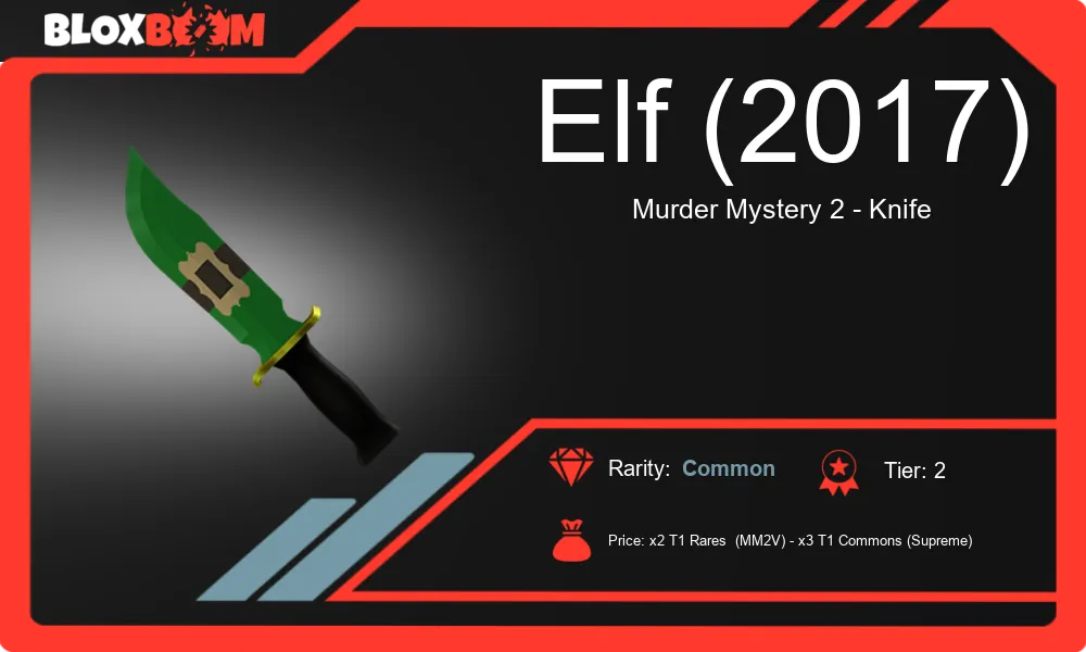 Discover the Elf (2017) Knife in Roblox Murder Mystery 2 and its Value