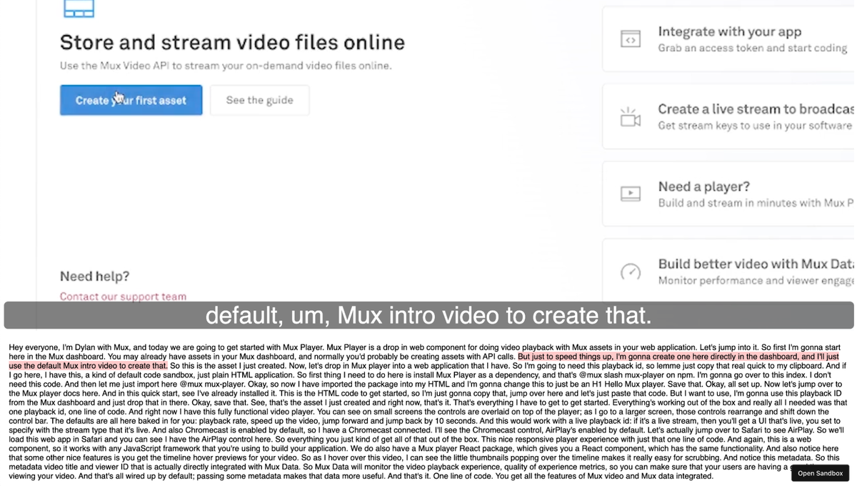 Build an interactive video transcript with Mux Player CuePoints | Mux