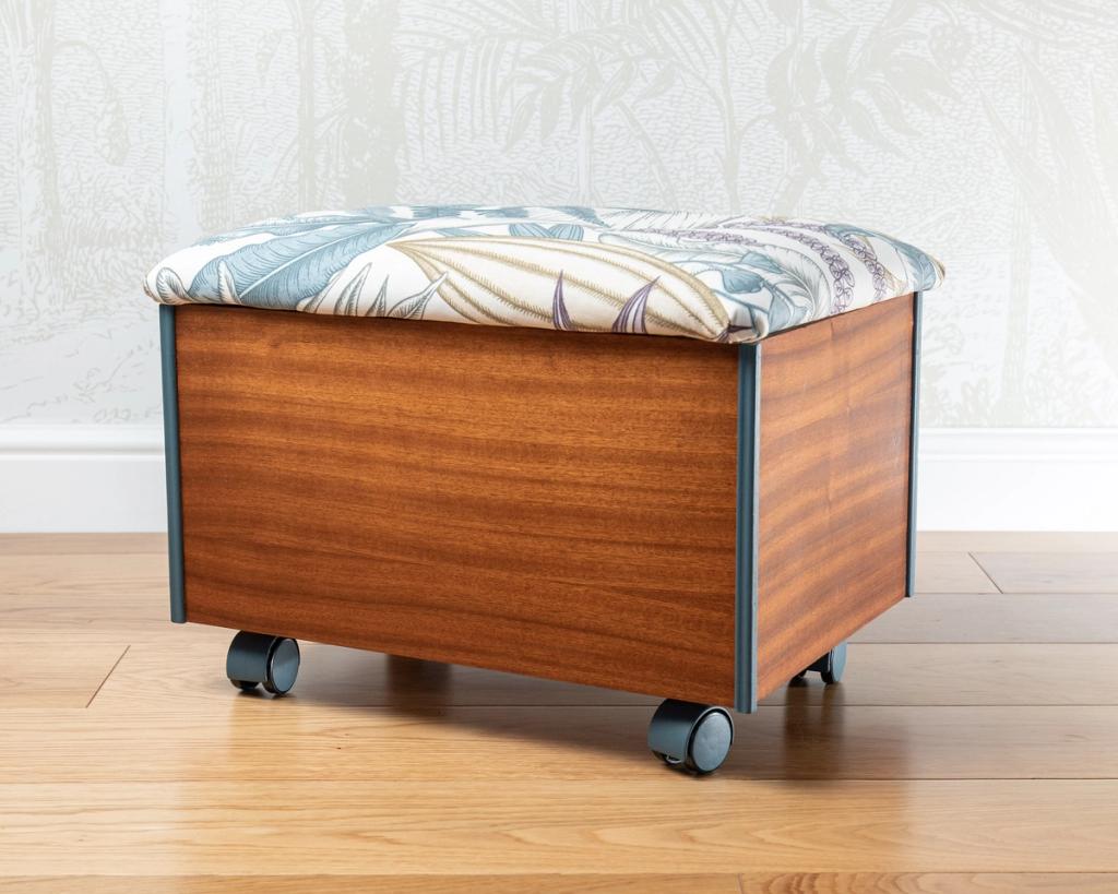 Mid Century Teak Upholstered Sewing Box | Little Sausage Home