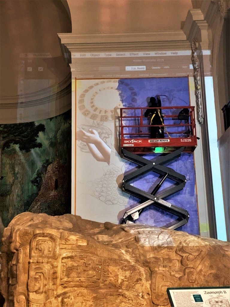 Mural Work in Progress in “Maya” Exhibit - Museum of Us