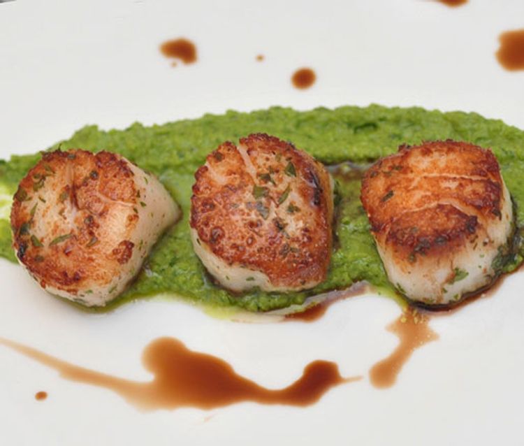 Pan-Seared Scallops with Spring Pea and Grana Padano Purée | James ...