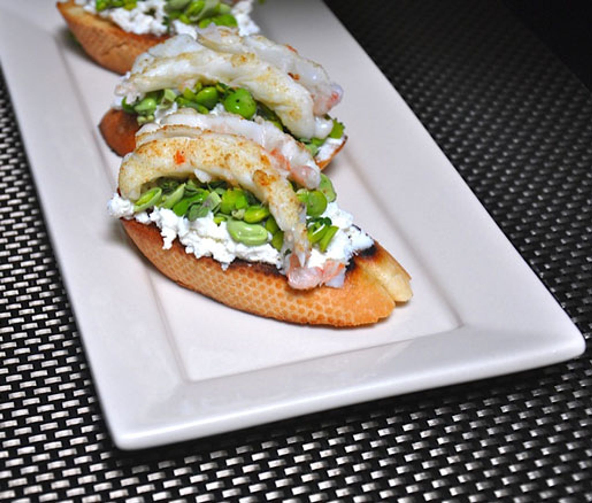 Fava Bean and Langoustine Crostini | James Beard Foundation
