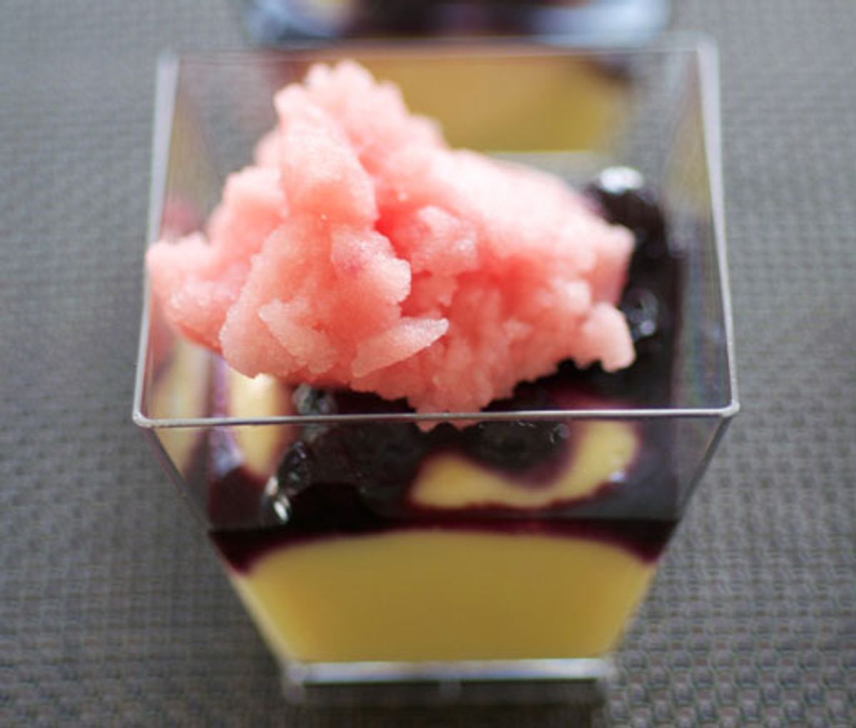 Lime Flan Parfait with Blueberries and Watermelon Granita | James Beard ...