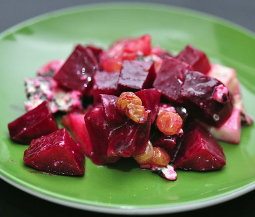 Heirloom Beet Salad with Blue Cheese, Cucumbers, and Cumin–Raisin ...