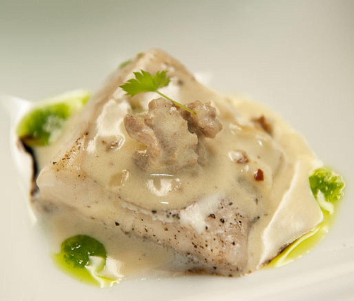 Poached Black Cod with Sausage-Spiced Butter Sauce | James Beard Foundation