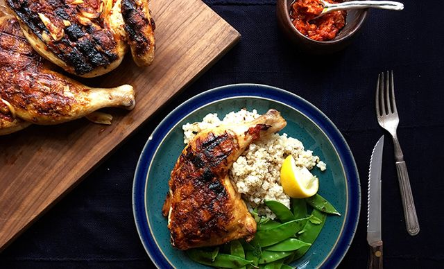 Grilled Chicken with Snap Peas and Rice | James Beard Foundation