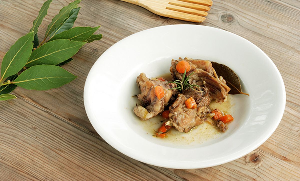 Braised Rabbit with Tarragon, Grapes, and Porcini Polenta | James Beard ...