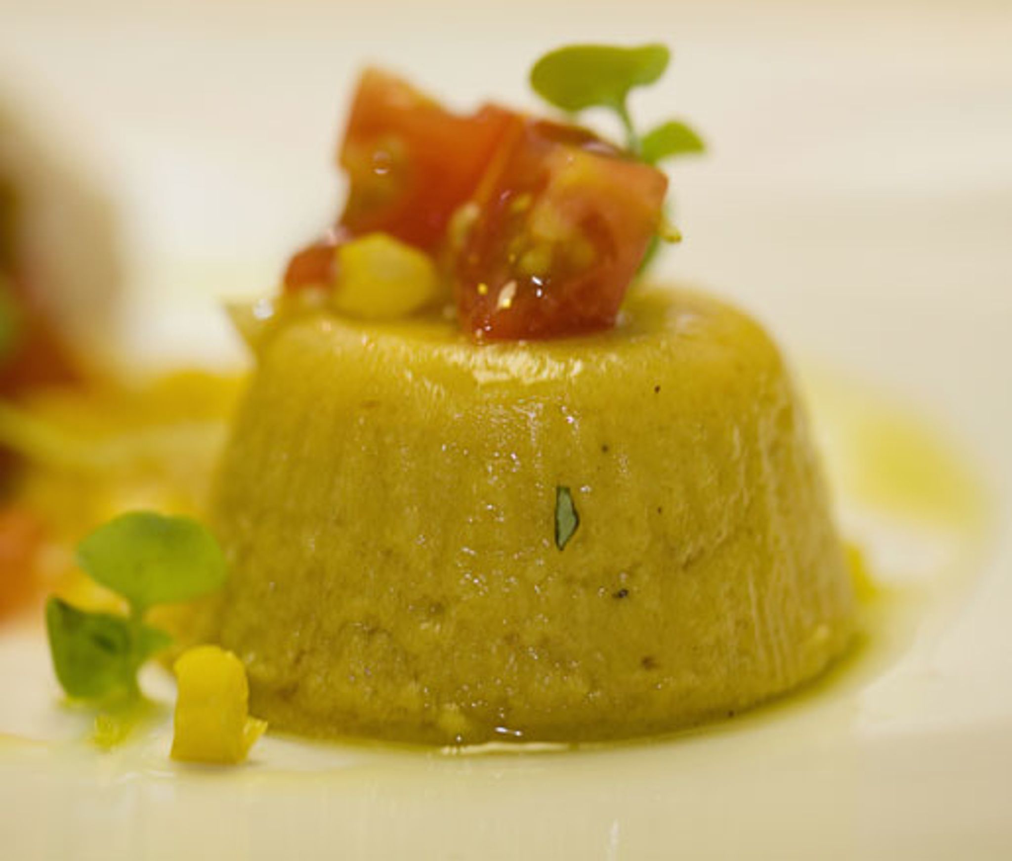 Corn Sformato with Pancetta, Tomato, English Peas, and Fontina | James ...