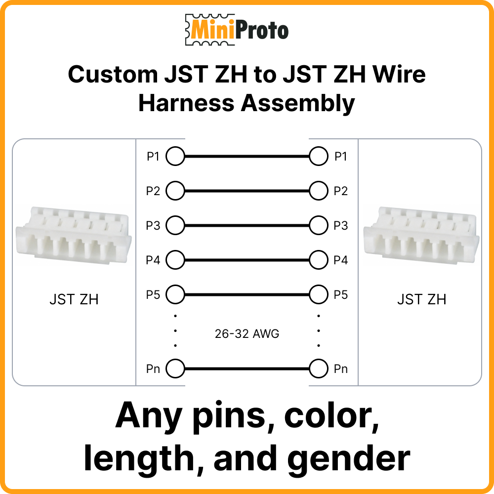Custom JST ZH to JST ZH Wire Harness Assembly | MiniProto Products | MiniProto
