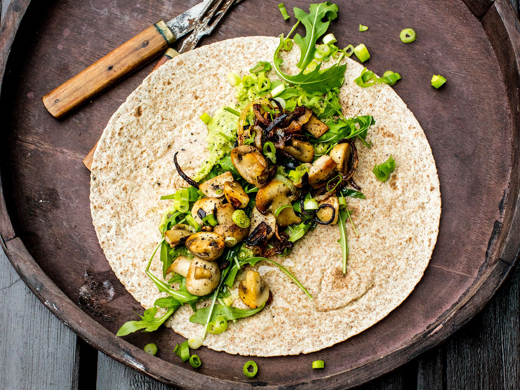 Taco med stekt sopp og løk | Oppskrift | MENY