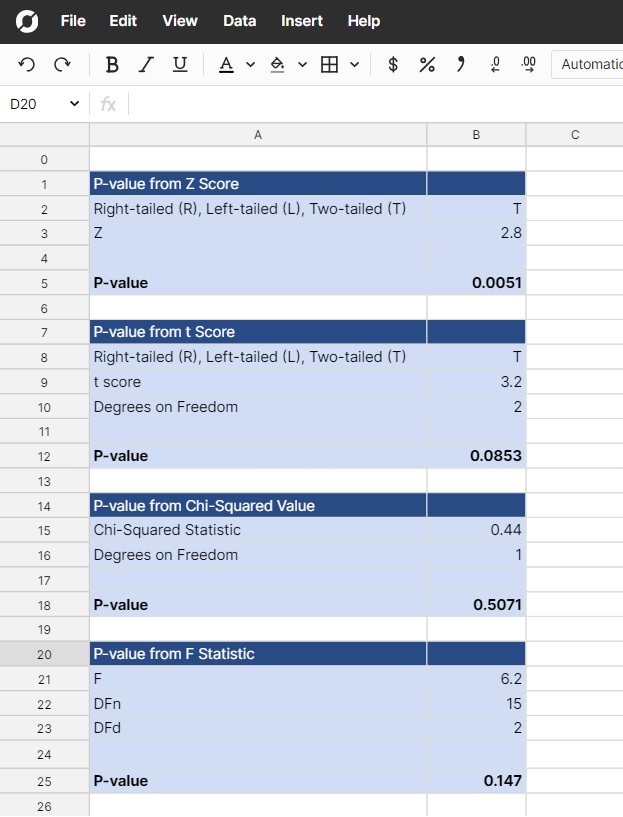 P-Value Calculator - Row Zero – the spreadsheet for modern cloud data