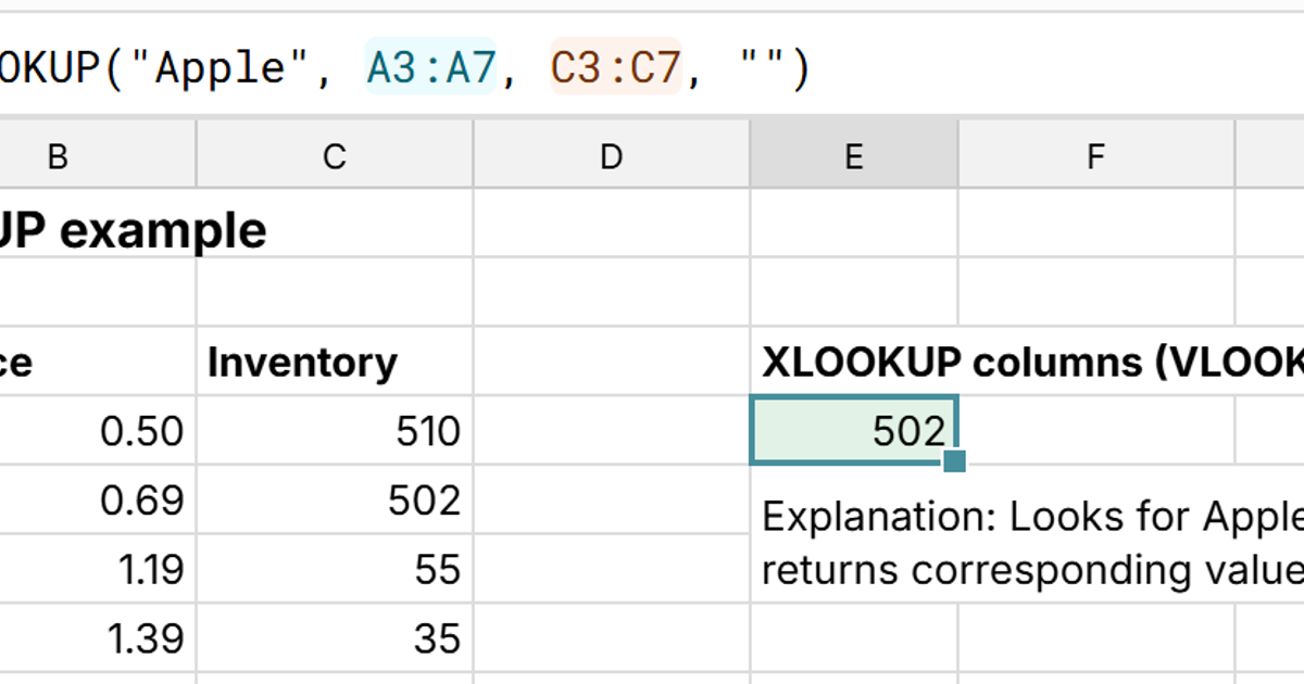 How to use XLOOKUP - Examples and tips - Row Zero – the spreadsheet for ...