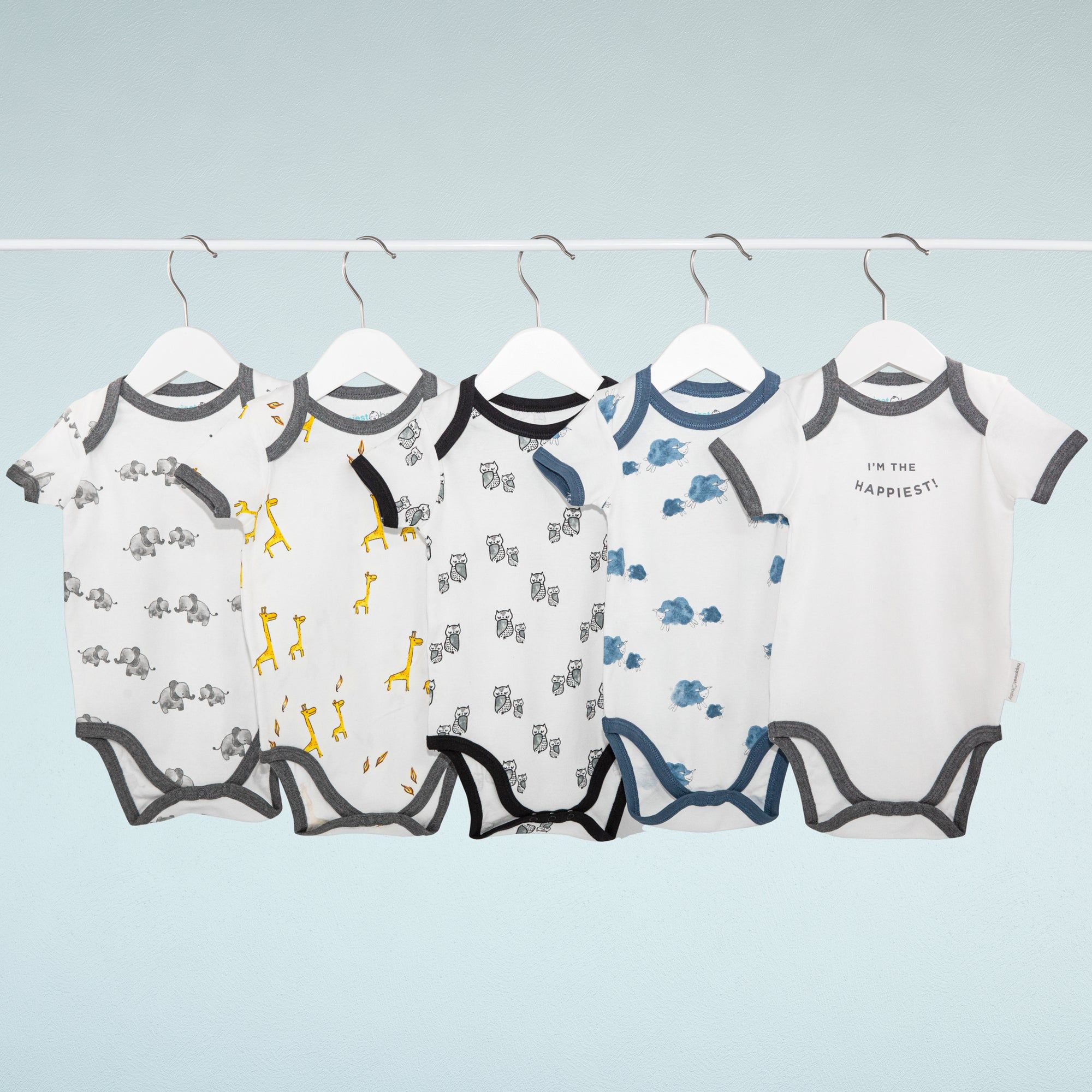 100% Organic Short-Sleeve Baby Bodysuit Bundle