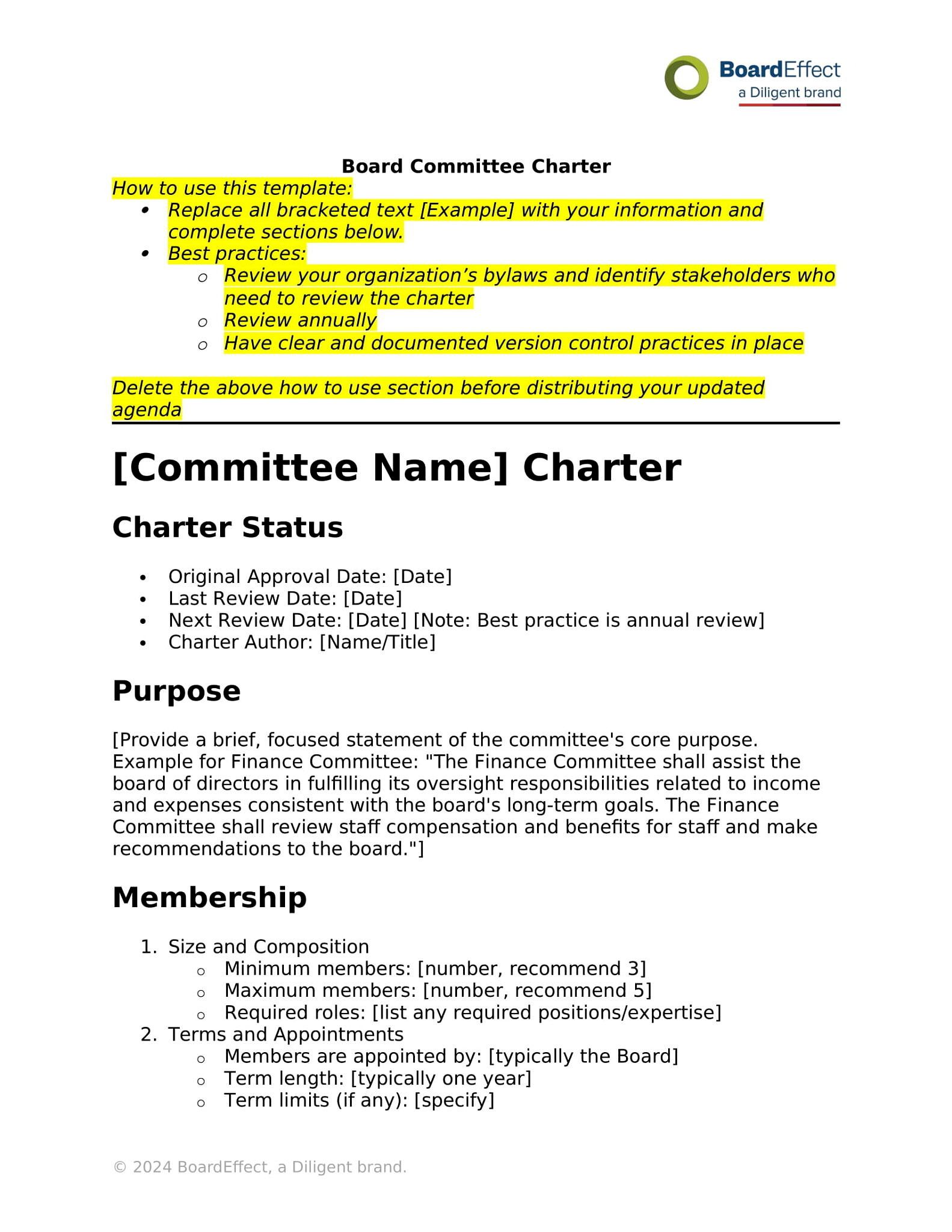 Template for a Board Committee Charter | BoardEffect