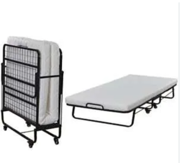 Standard PLUS Bed - Single Folding Bed Frame with 12cm Foam Mattress ...