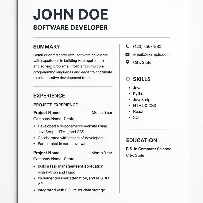 Entry-Level Software Developer ATS-Friendly Resume Template Guide