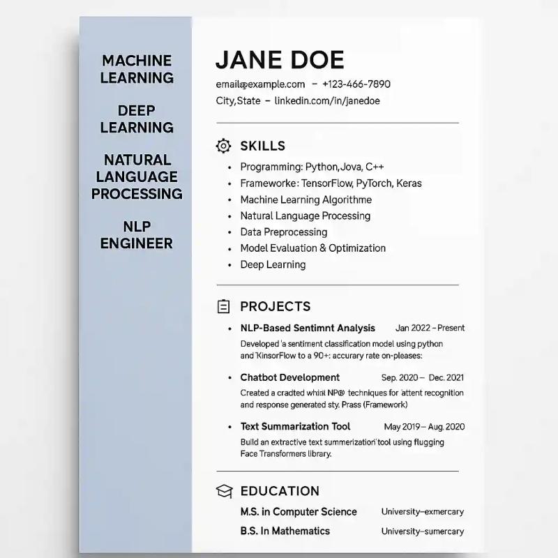NLP Engineer Resume Template with Project Descriptions: Expert Guide