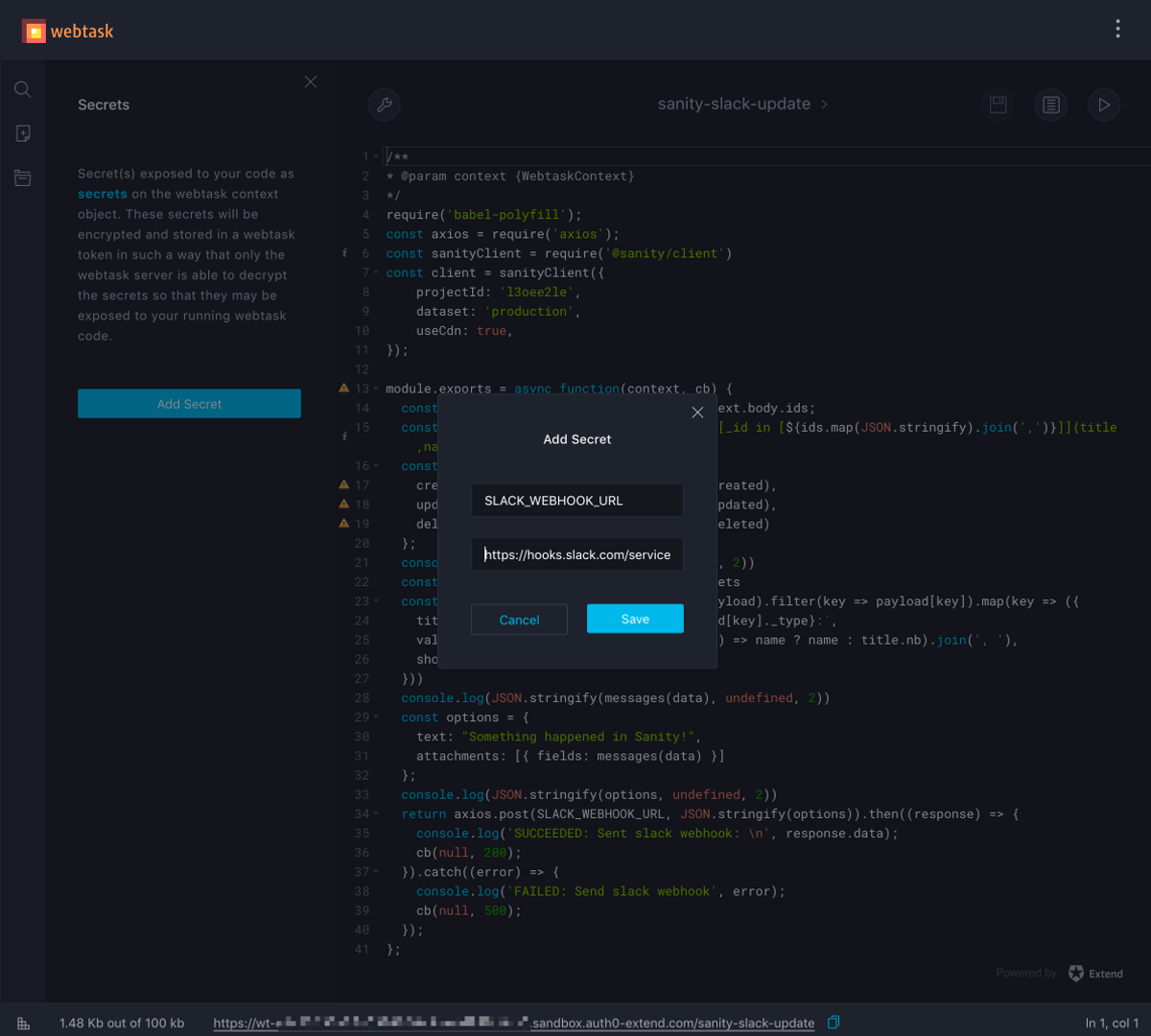 Have Sanity Notify your team on Slack using Webtask.io | Sanity
