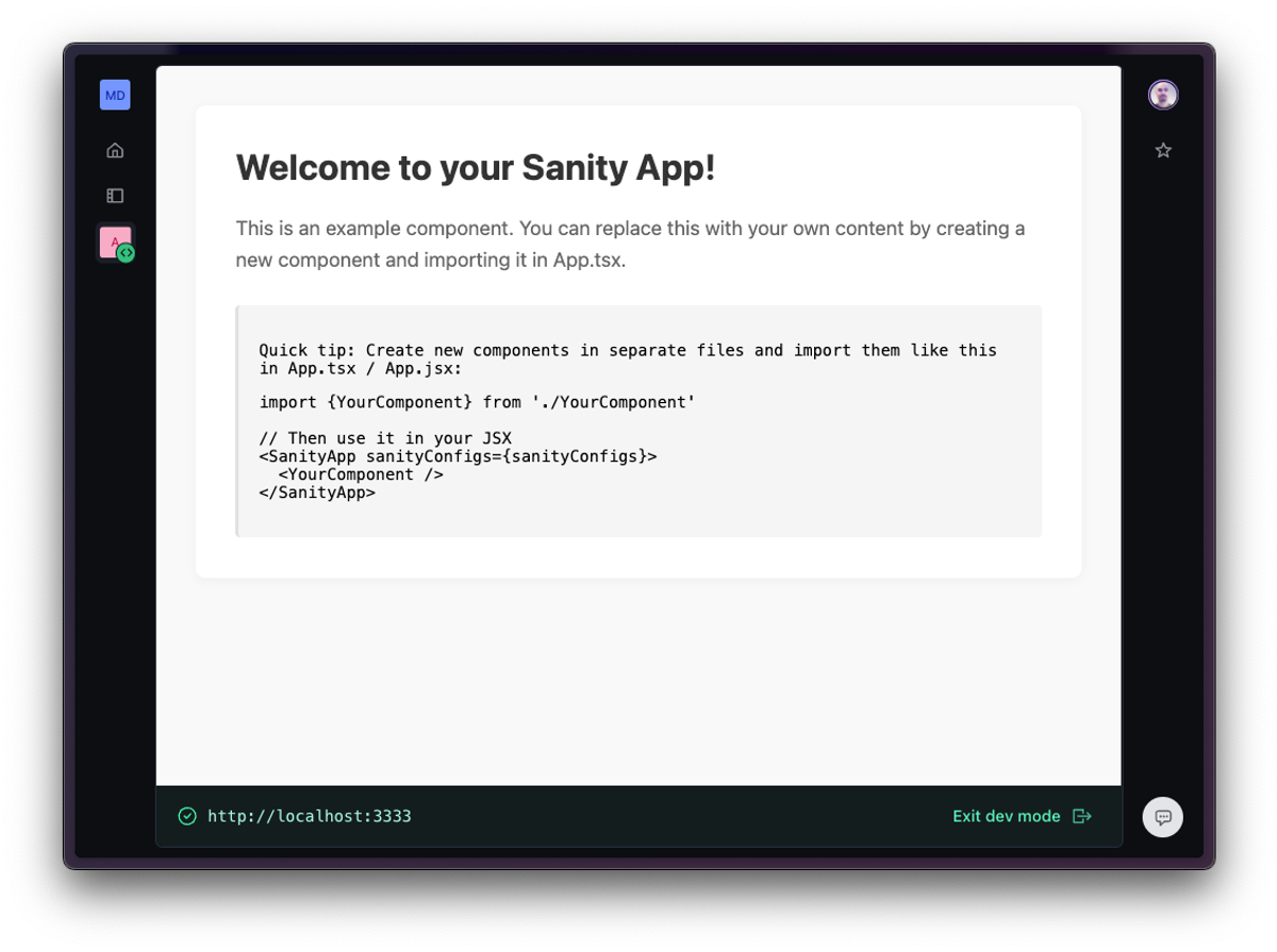 App SDK Quickstart Guide | Sanity Docs