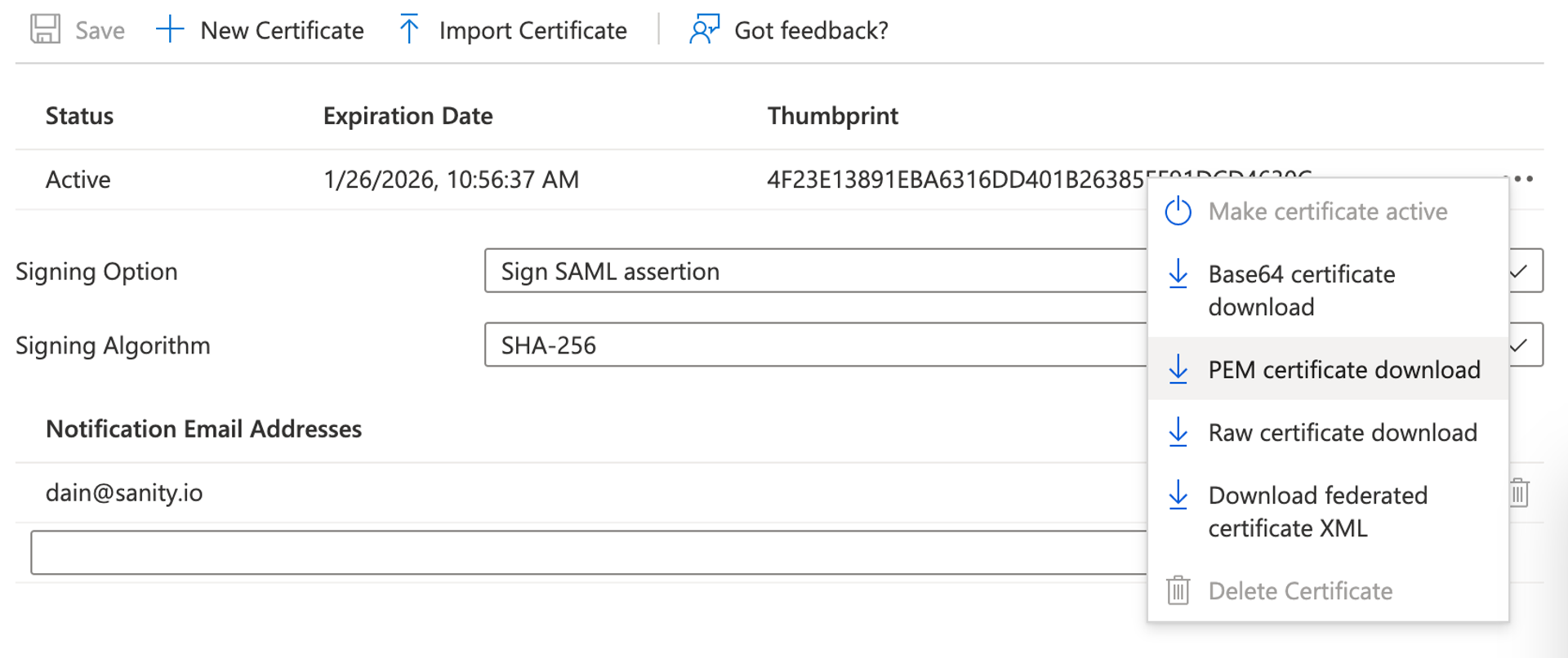 Set up SSO authentication with SAML and Azure/Entra ID | Sanity Docs