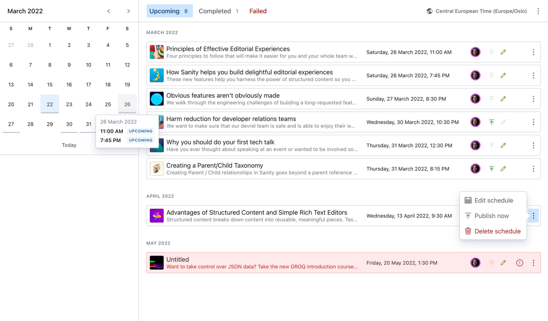 Publishing: Scheduled