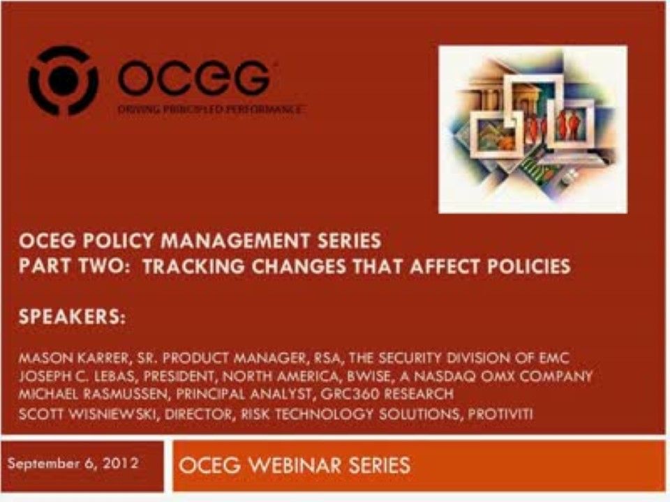 Policy Management Part Two Tracking Changes That Affect Policies - OCEG