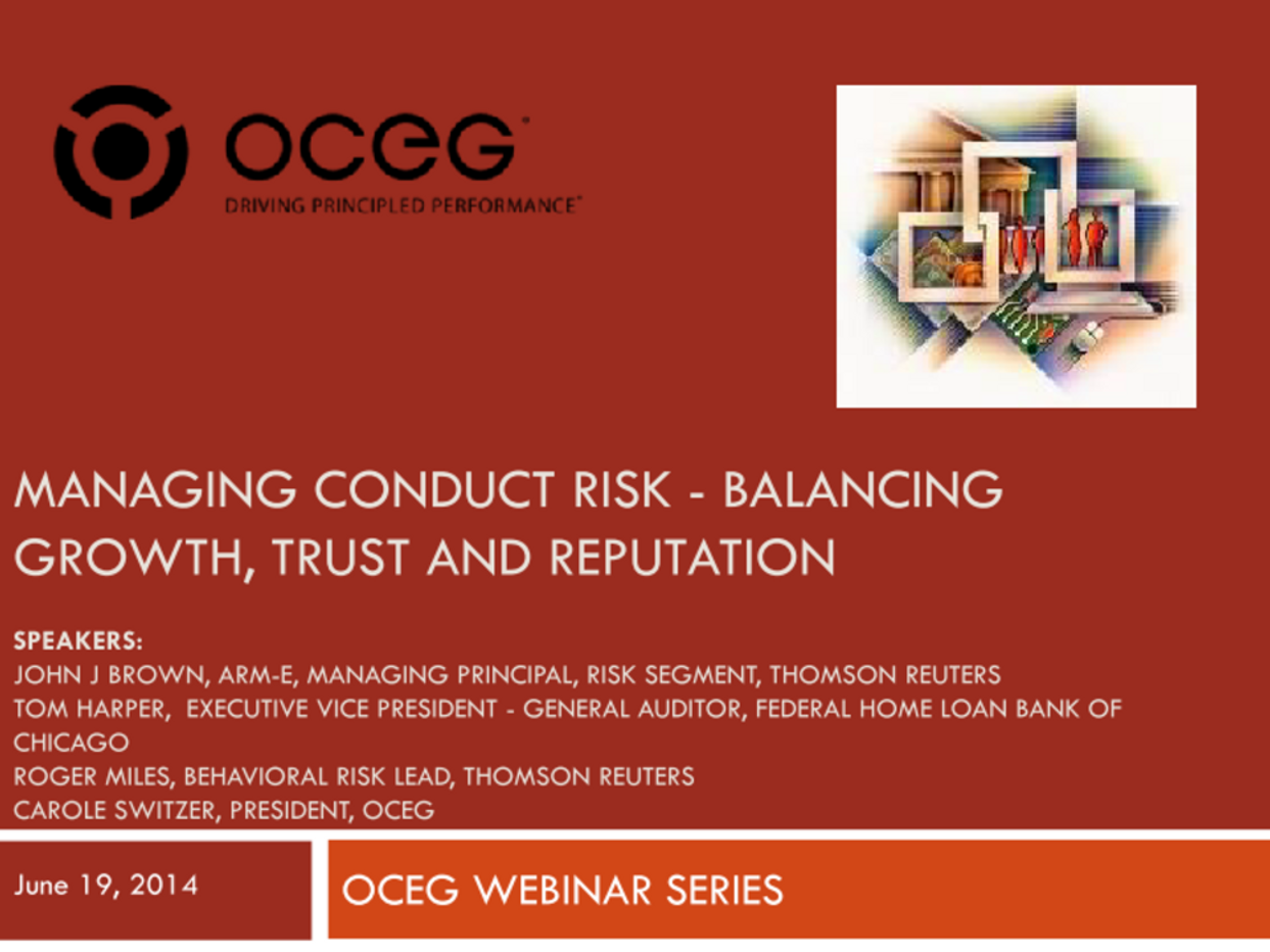 Managing Conduct Risk – Balancing Growth, Trust and Reputation Slide ...