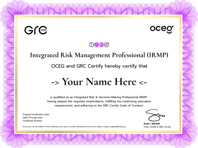 (NEW) Integrated Risk Management Professional (IRMP™) - OCEG