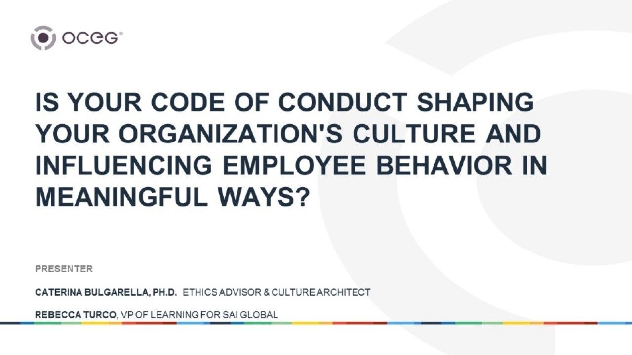 Is Your Code of Conduct Shaping Your Organization's Culture and ...