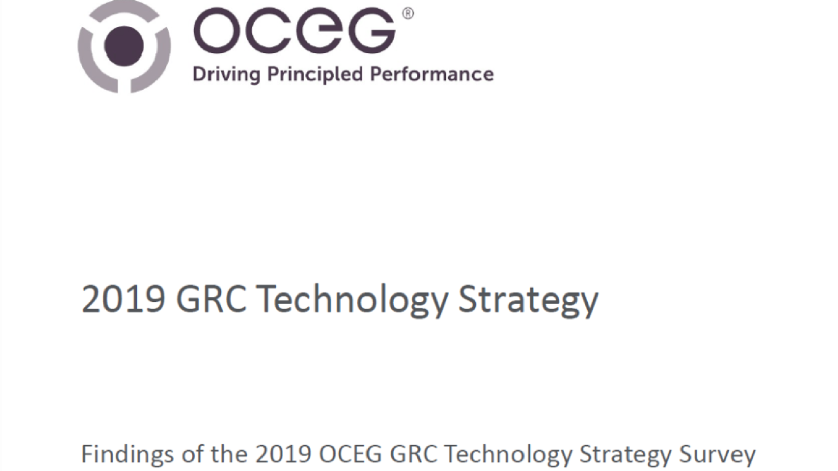 OCEG 2019 Technology Strategy Survey - OCEG