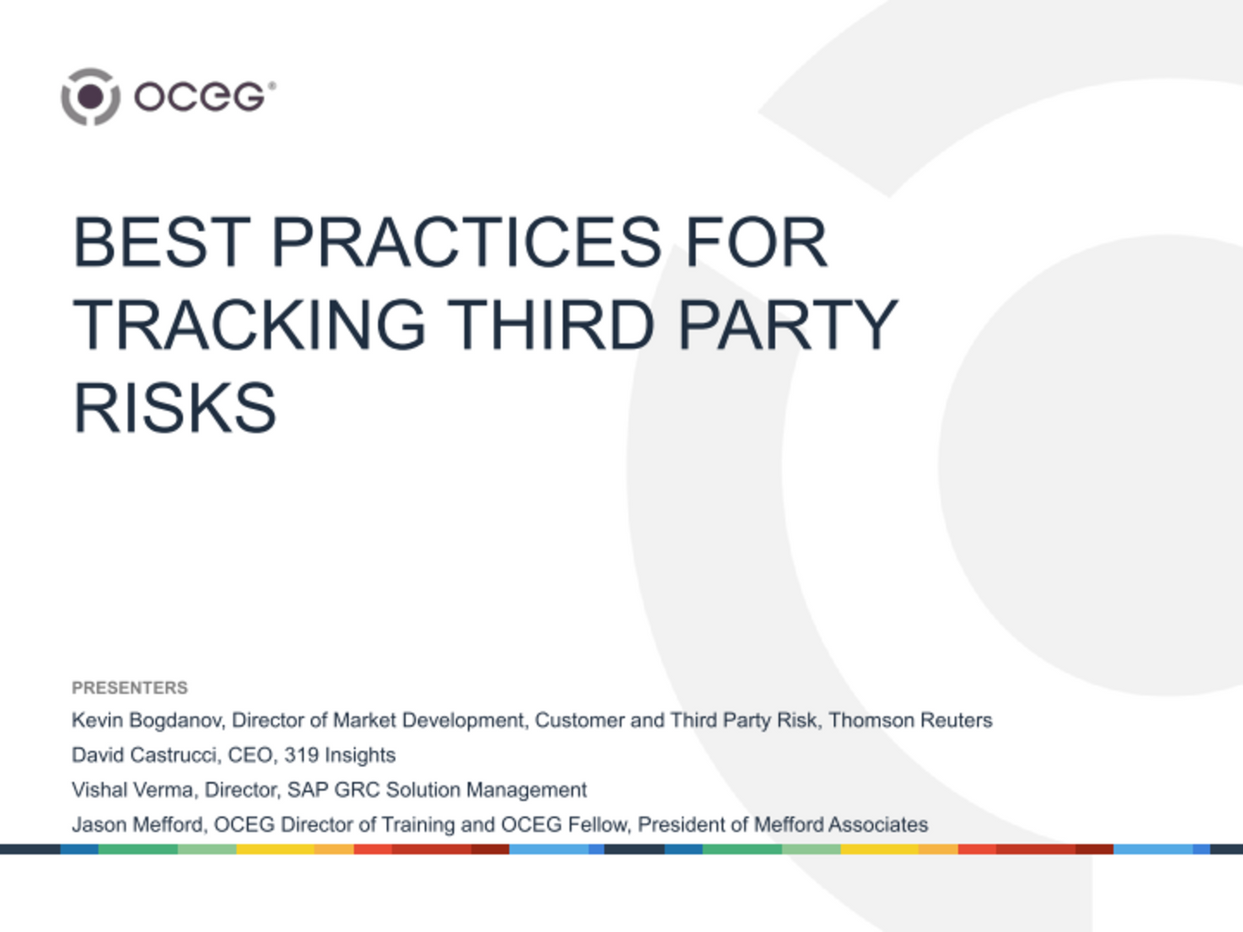 Best Practices for Tracking Third Party Risks Slide Deck - OCEG