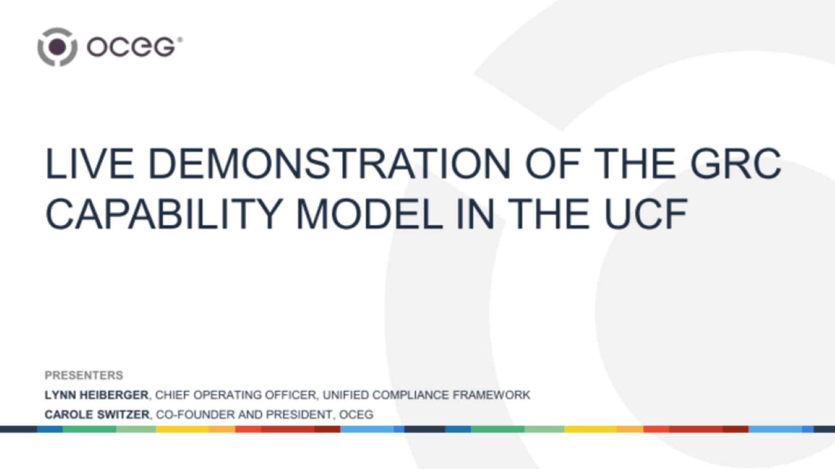 Live Demonstration of the GRC Capability Model in the UCF - OCEG