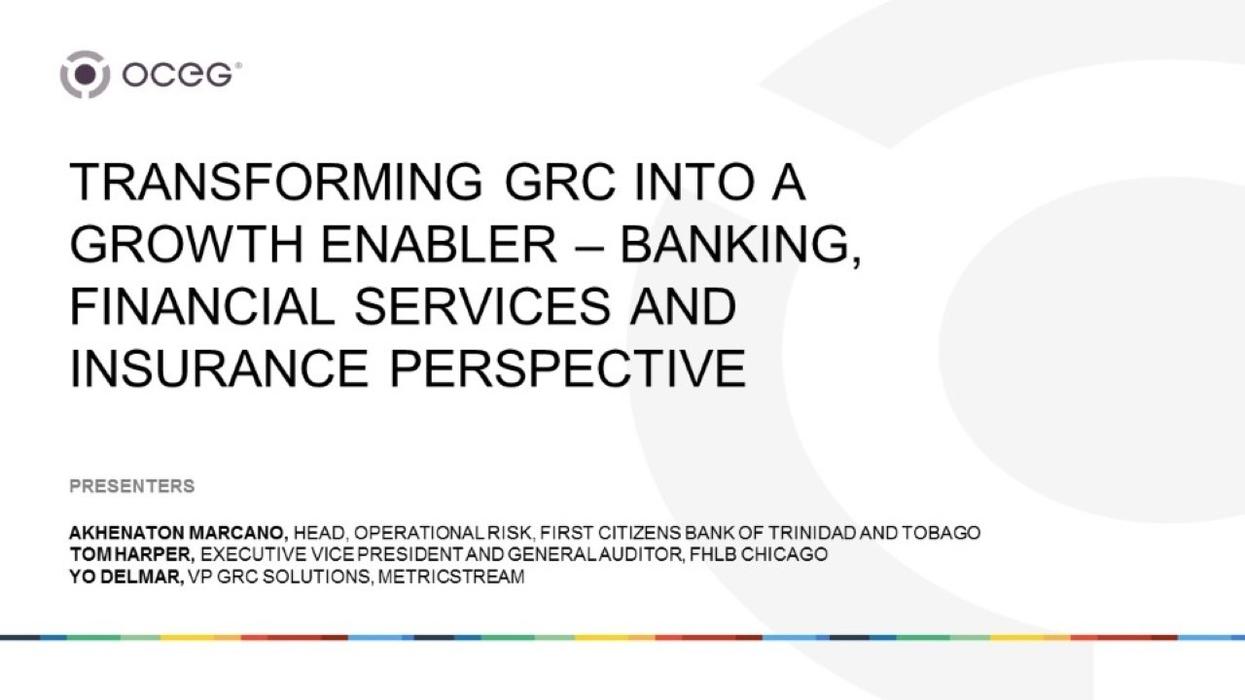 Transforming GRC into A Growth Enabler – Banking, Financial Services ...