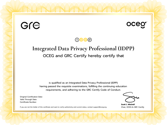 Integrated Data Privacy Professional (IDPP™) - OCEG