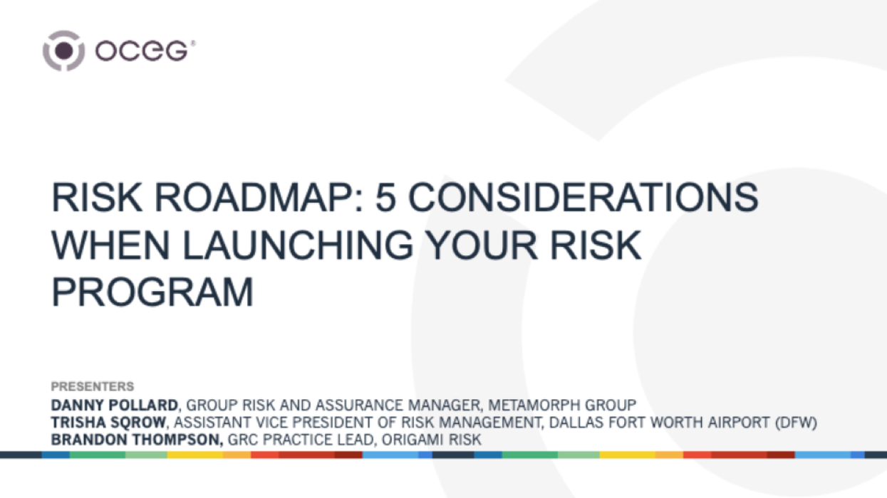 Risk Roadmap: 5 Considerations When Launching Your Risk Program Webcast ...