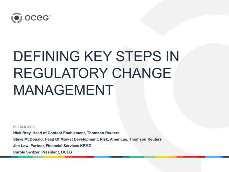 Defining Key Steps in Regulatory Change Management Slide Deck - OCEG
