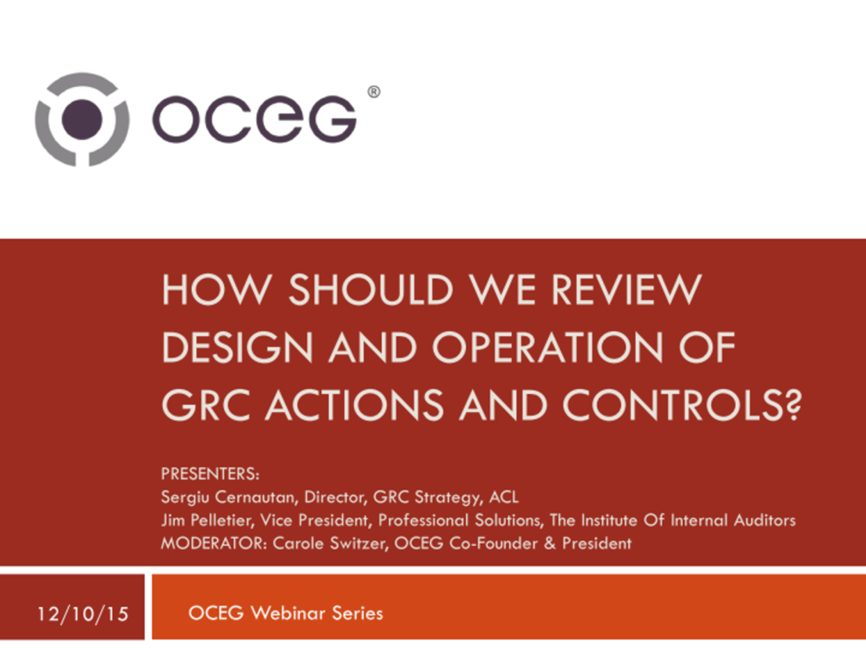 How Should We Review Design And Operation Of Grc Actions And Controls