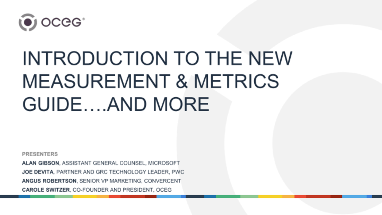 Introduction to GRC Metrics & Measurement Slide Deck - OCEG