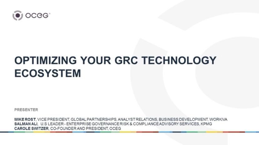 Optimizing Your GRC Technology Ecosystem - OCEG