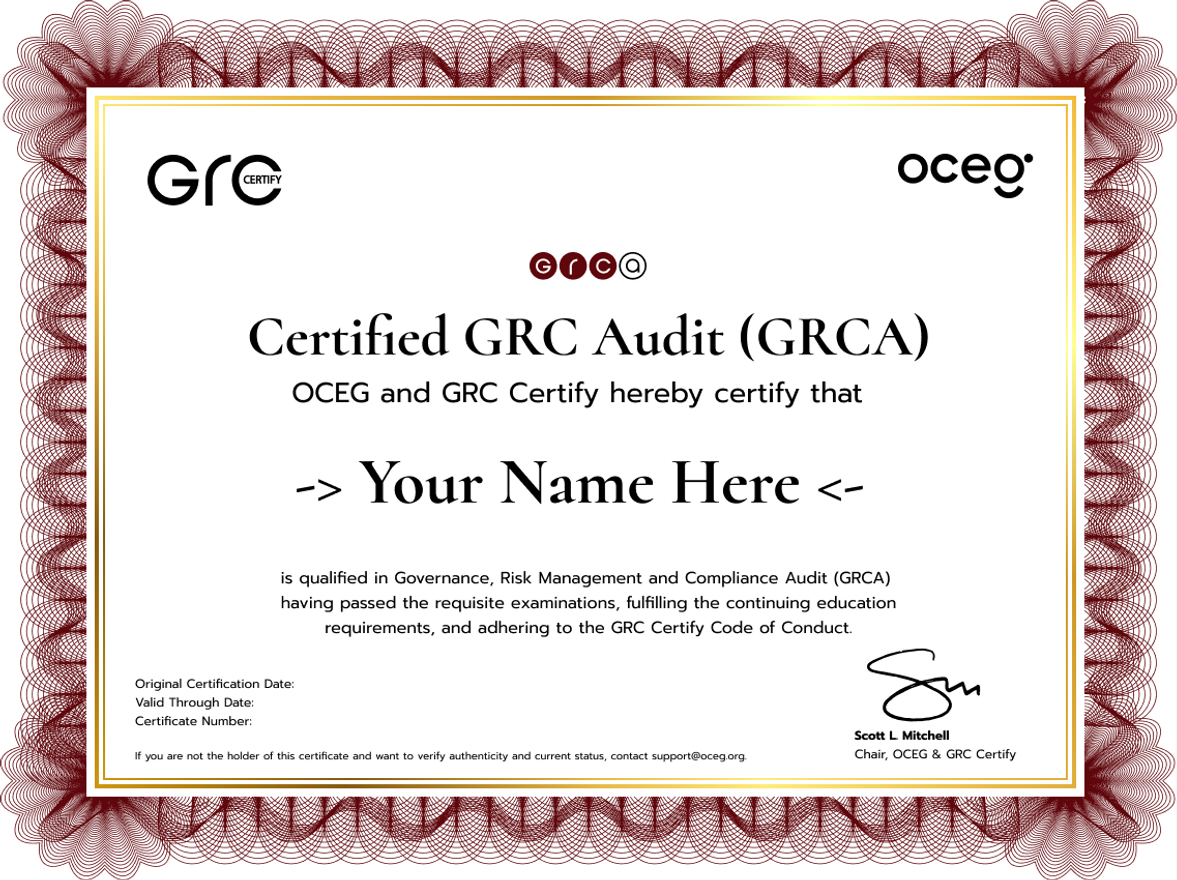 GRC Audit (GRCA) Certification - OCEG
