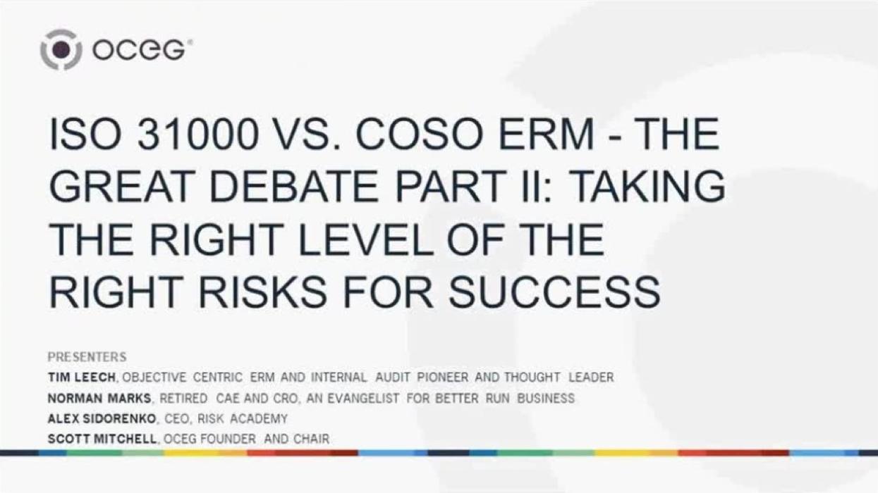 ISO 31000 vs. COSO ERM - The Great Debate Part II: Taking the Right ...