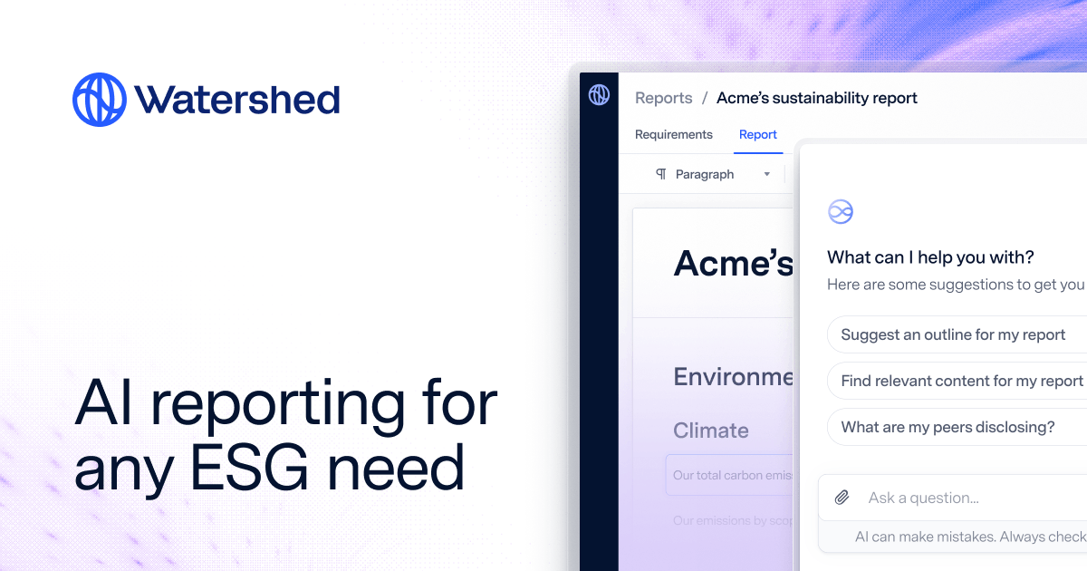 Sustainability and ESG Reporting Software – Watershed