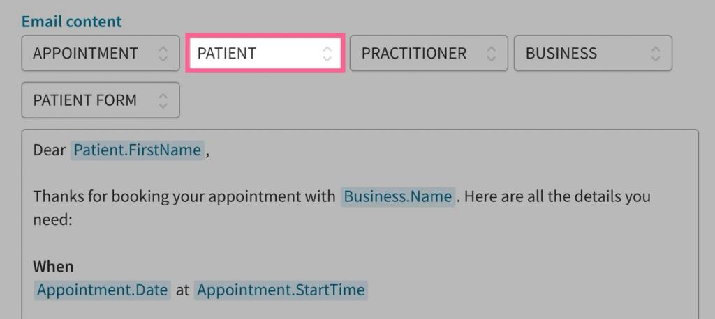 Custom patient field placeholders now available in Cliniko!