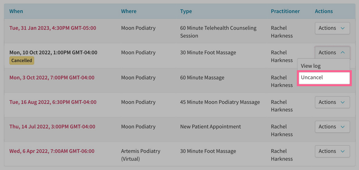 Uncancel patient appointments is here!