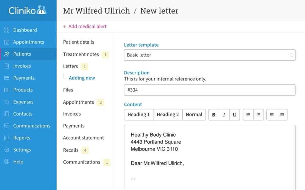 Cliniko Letter Templates for Allied Health & Clinical Professionals