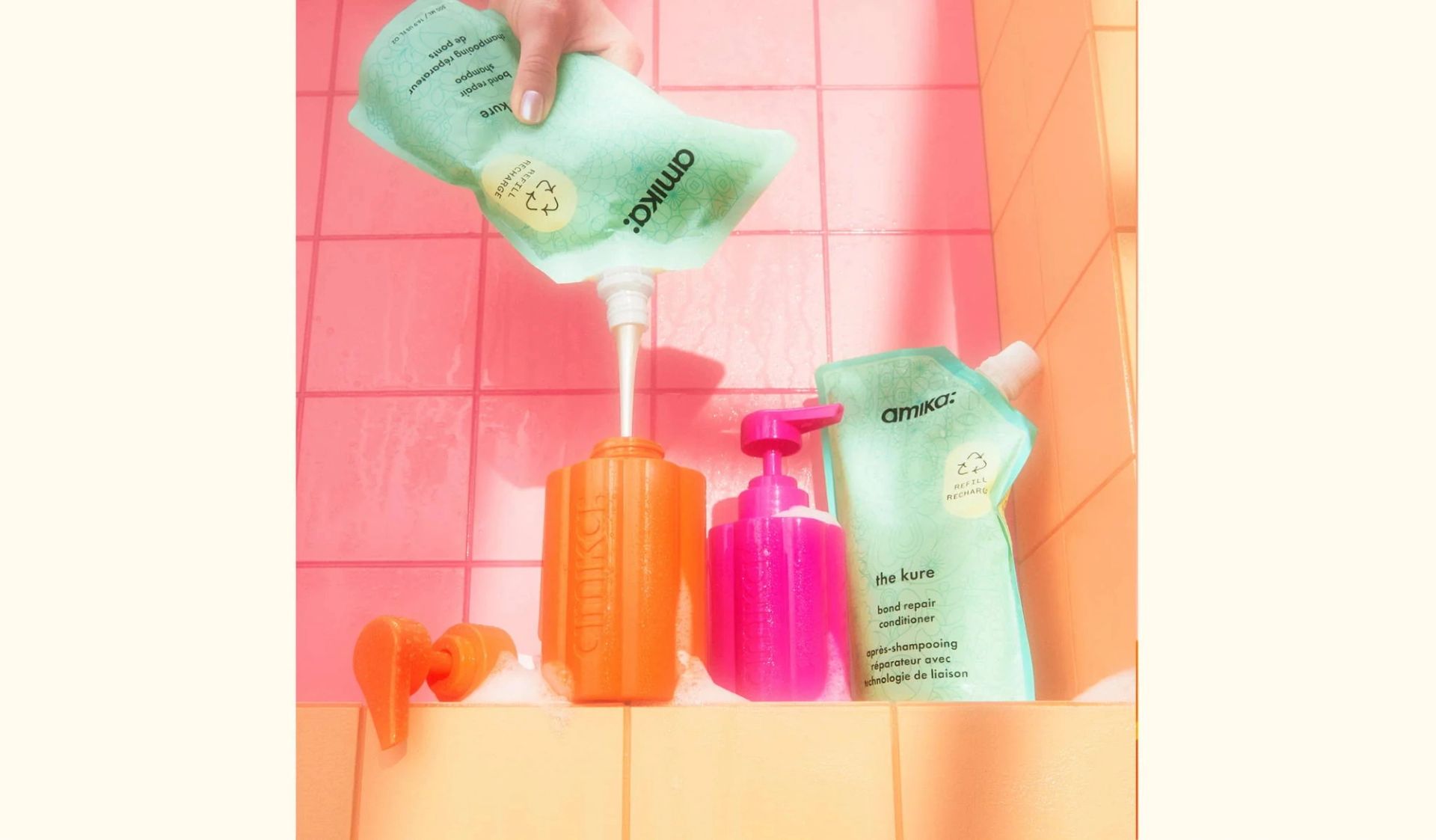 forever friend refillable shampoo bottle | amika