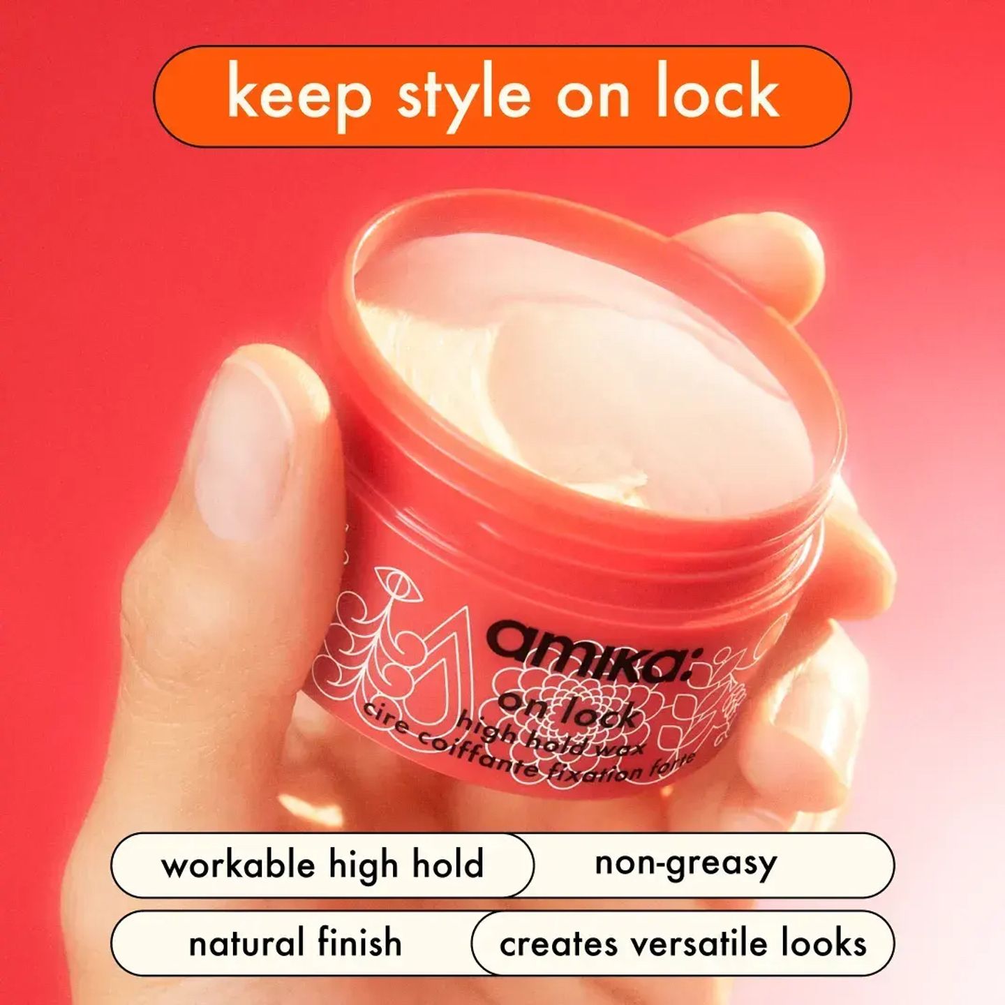 amika's NEW on lock high hold hair wax | amika
