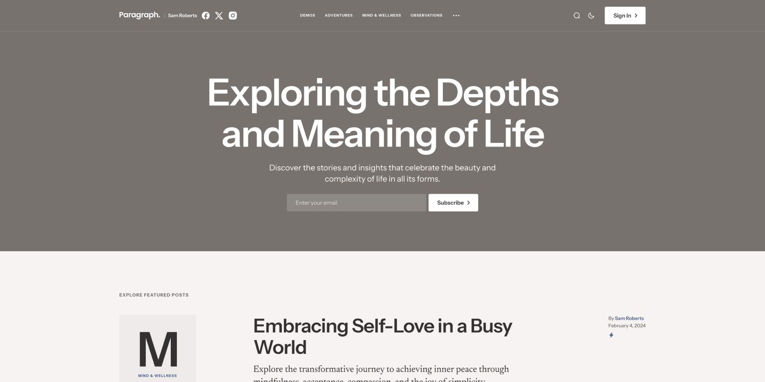 Paragraph - Ghost Theme Designed with a Focus on Readability | High Five Themes